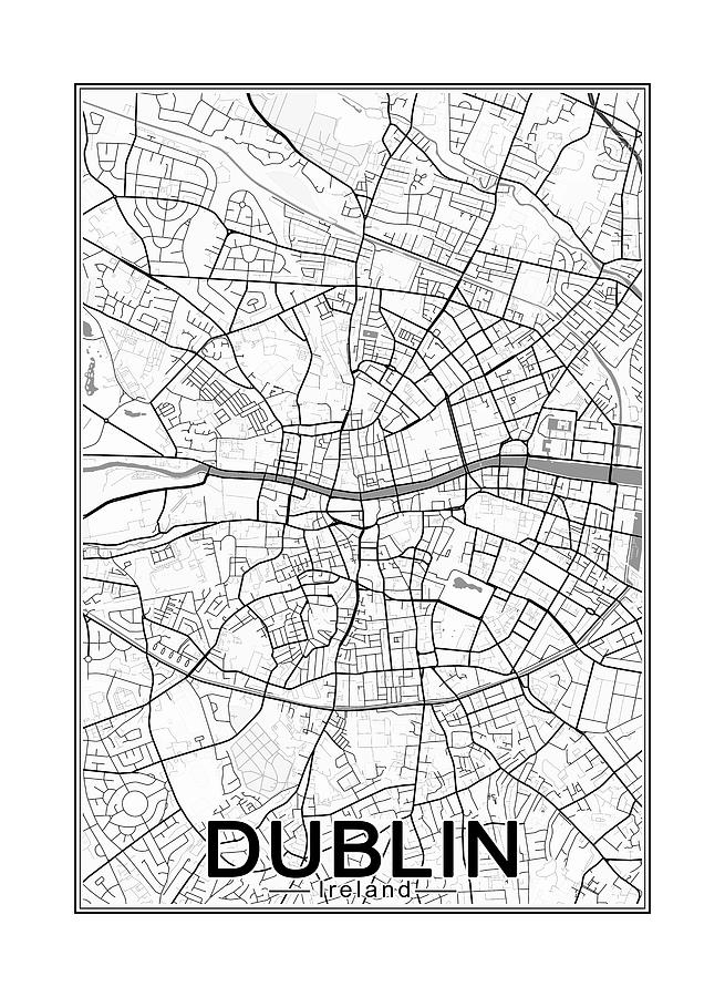 Dublin City map #003.jpg Digital Art by Dandi Studio - Pixels