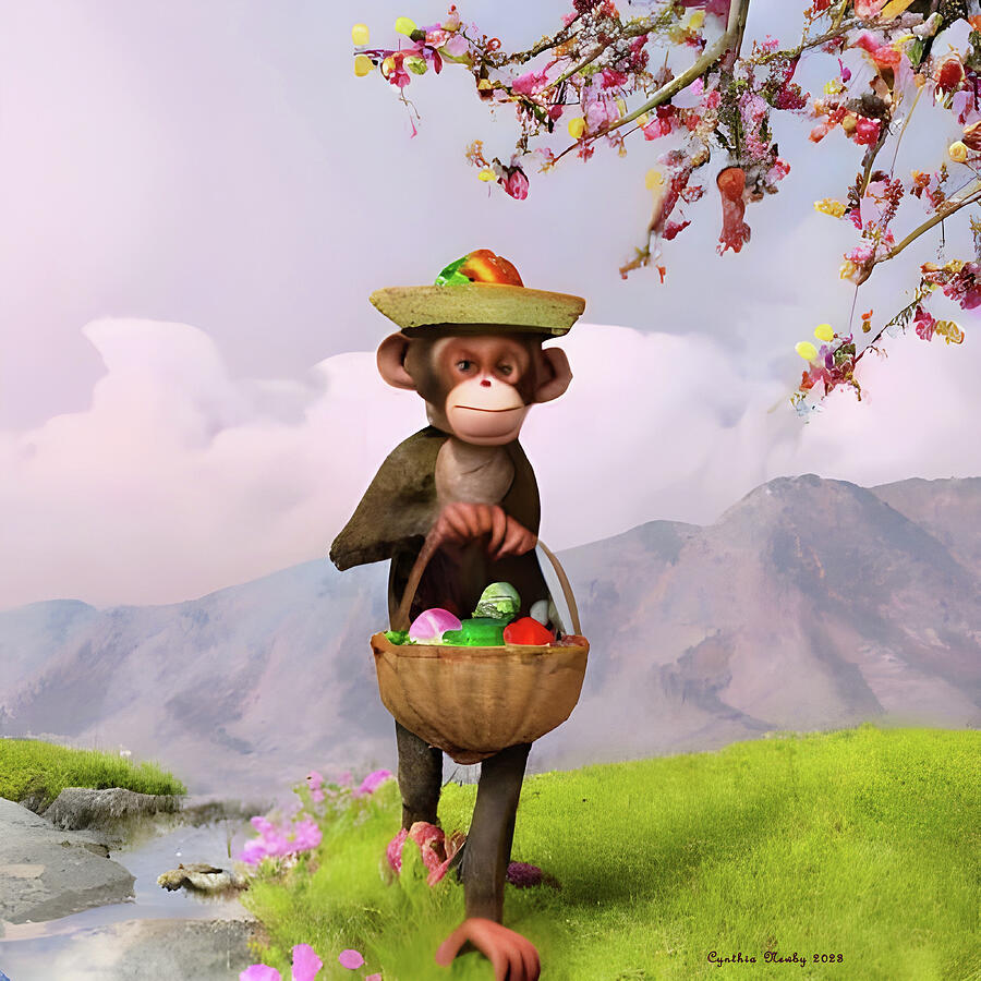 Easter Monkey Digital Art by Cindy's Creative Corner - Fine Art America