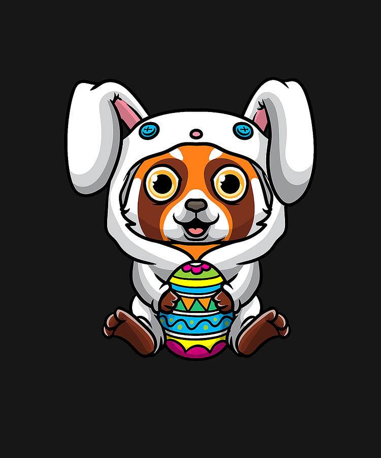 Easter Rabbit Easter Egg Red Panda Drawing by DHBubble - Pixels