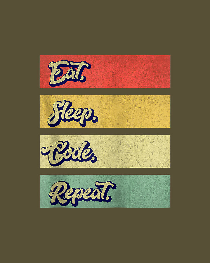 Eat Sleep Code Repeat Funny Coding Retro Vintage Digital Art by Macii ...