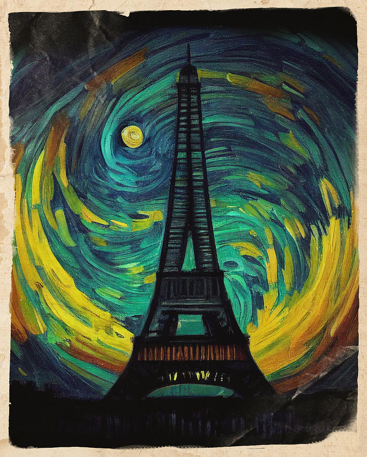 Eiffel tower style Van Gogh Digital Art by Pau Shot - Fine Art America