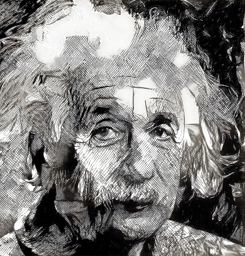 Einstein Drawing by Curtis Hamilton - Fine Art America