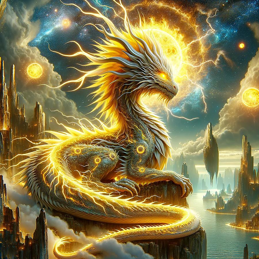 Yellow Electric Dragon Digital Art by Dall-e - Fine Art America