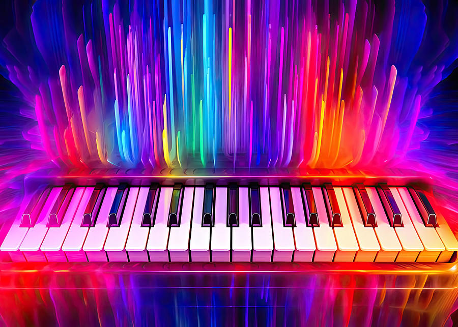 Electric Neon Piano Keys Poster Painting by Brown Turner - Pixels