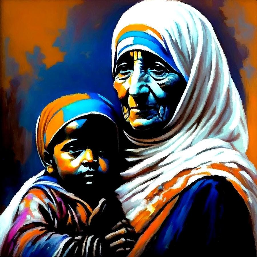 Embrace Of Love A Tribute To Mother Teresa Digital Art By Bliss Of Art