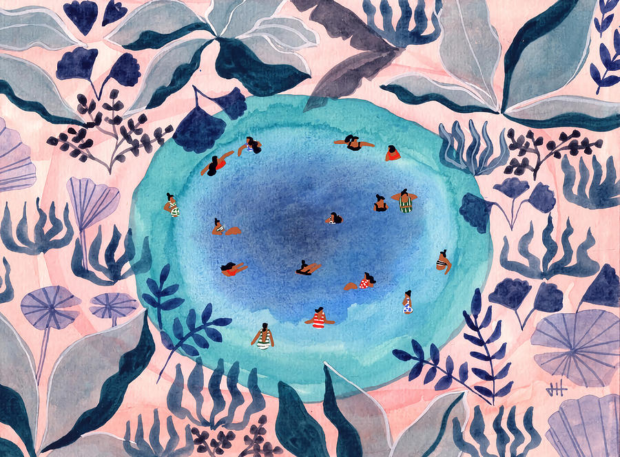 Emerald jungle pool aesthetic Painting by Lee Jasmine | Fine Art America