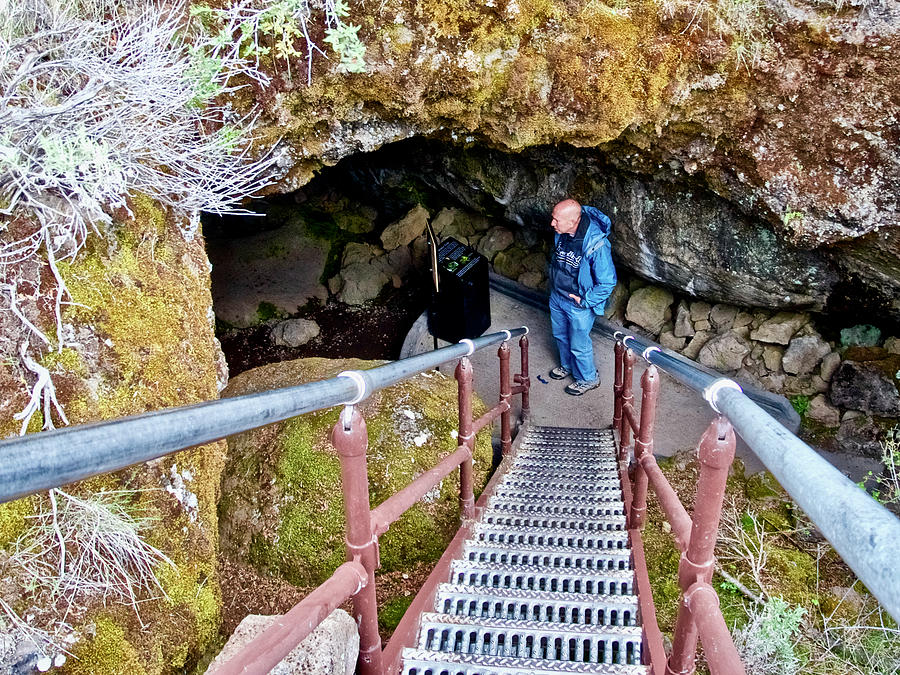 Entry to Mushpot Cave in Lava Beds National Monument, California. Photograph by Ruth Hager ...