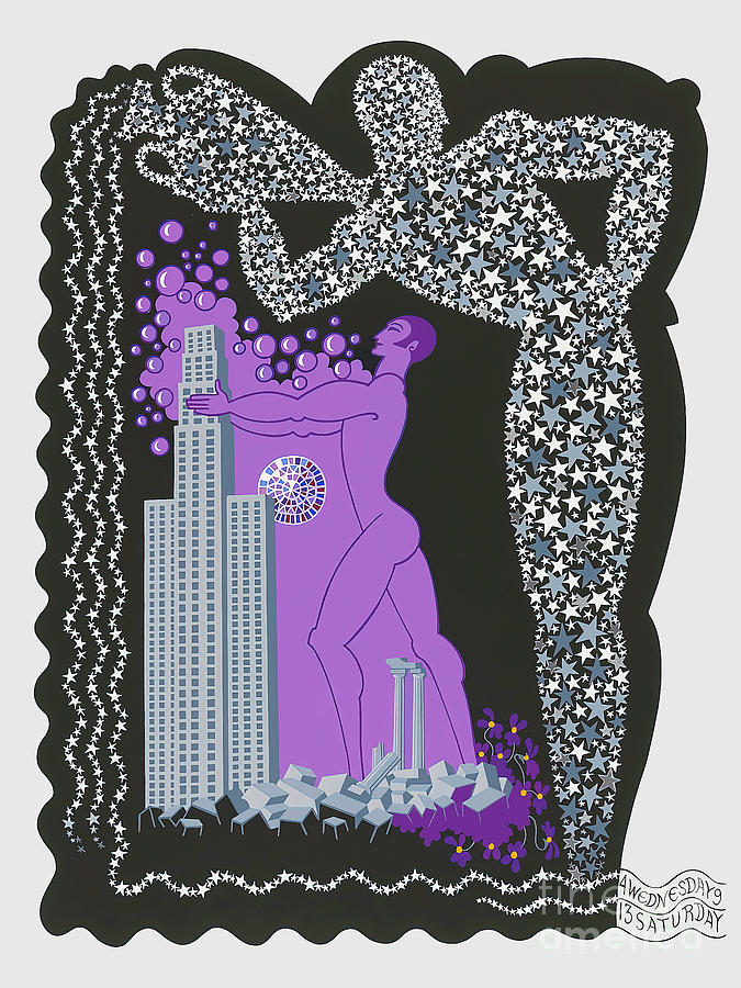 Erte The Zodiac Suite Aquarius Mixed Media By Magical Vintage Fine Art America