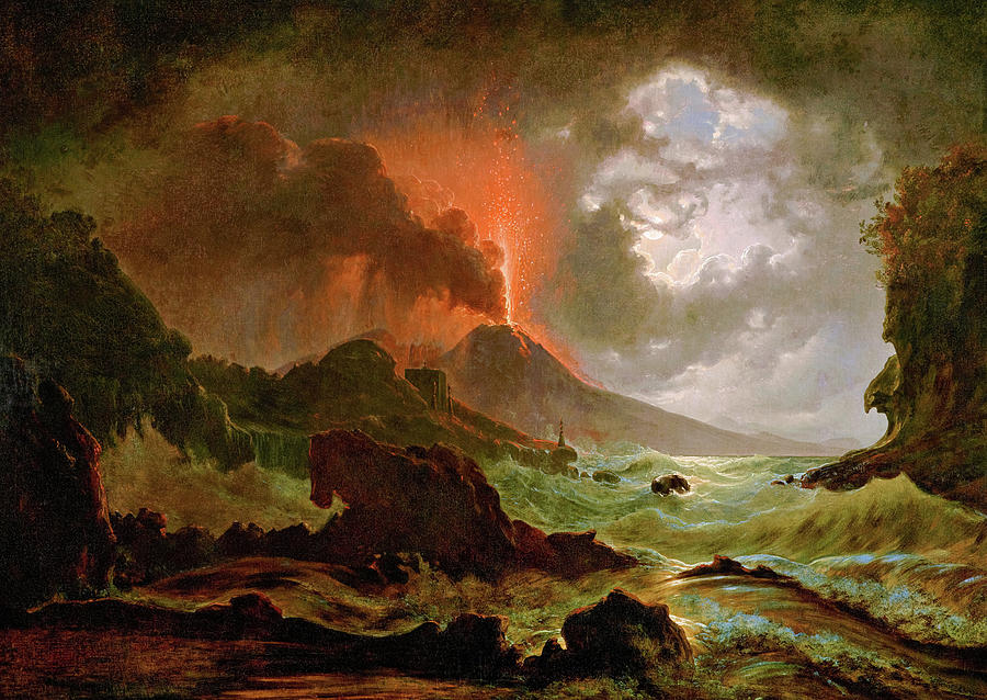 Eruption of Vesuvius by Night, 1822 Painting by Josef Rebell - Fine Art ...