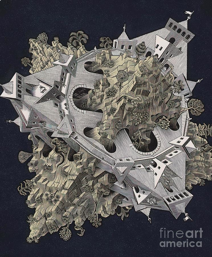 Escher Tetrahedral Planetoid 1954 Painting by Hughes Fox - Pixels Escher Tetrahedral Planetoid 1954 Painting by Hughes Fox - Pixels