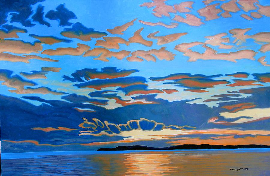 Evening Sky Cameron Lake Painting by Paul Gauthier - Fine Art America