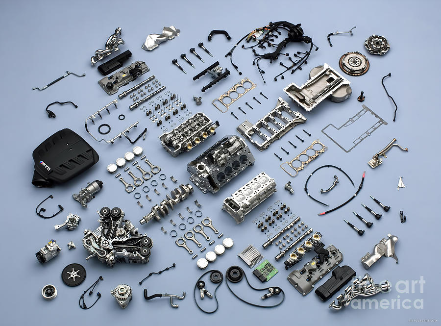 Exploded view BMW M Series engine Photograph by Retrographs - Pixels Merch