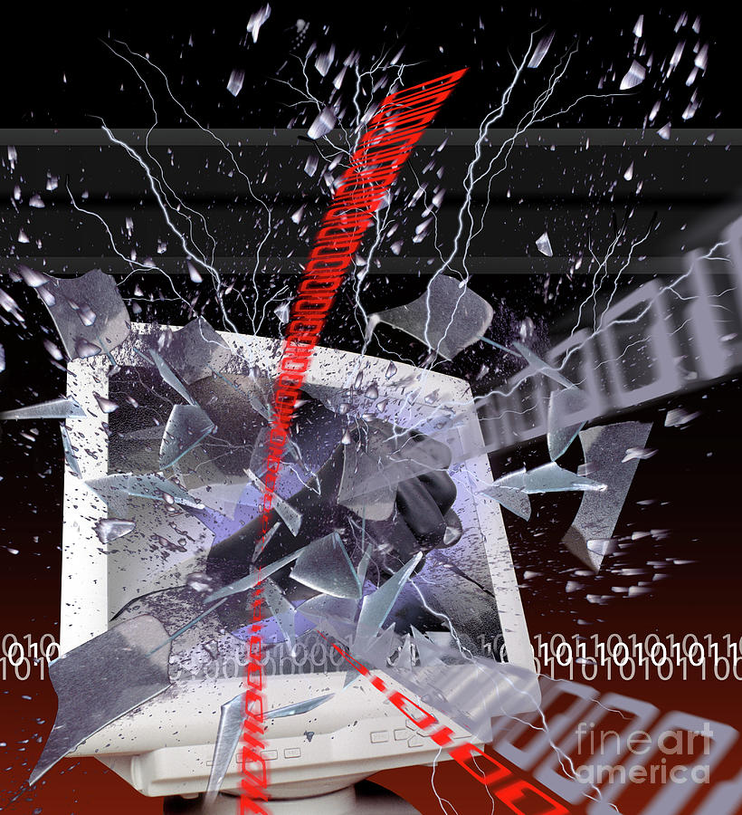 Old Exploding Monitor with Shattered Glass and The Broken Internet ...