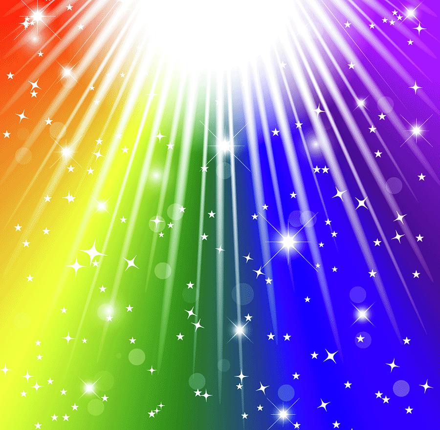 Exploding Rainbow and Stars Background. Digital Art by Tom Hill - Fine ...
