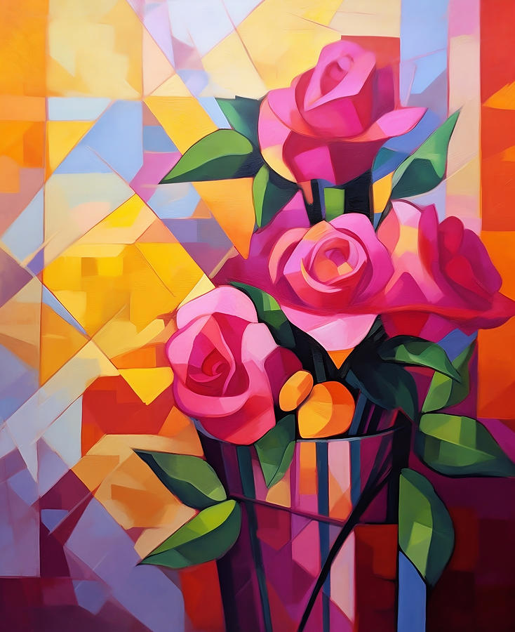 Exploring Rose Cubism- Unconventional Perspectives on Floral Beauty Digital Art by OlfactoArt ...