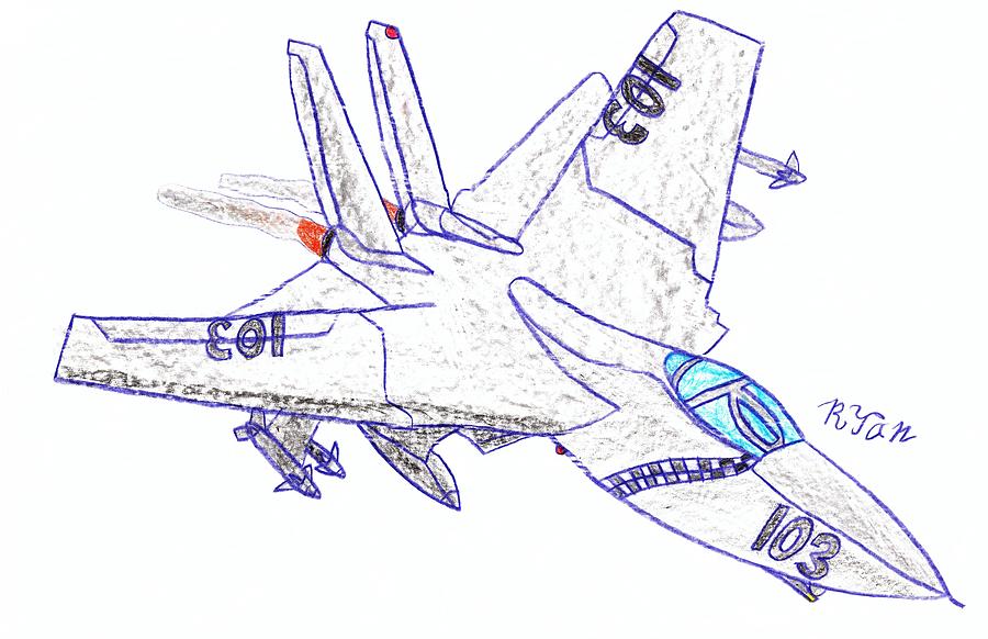 F-14 Drawing by Ryan Logan - Pixels