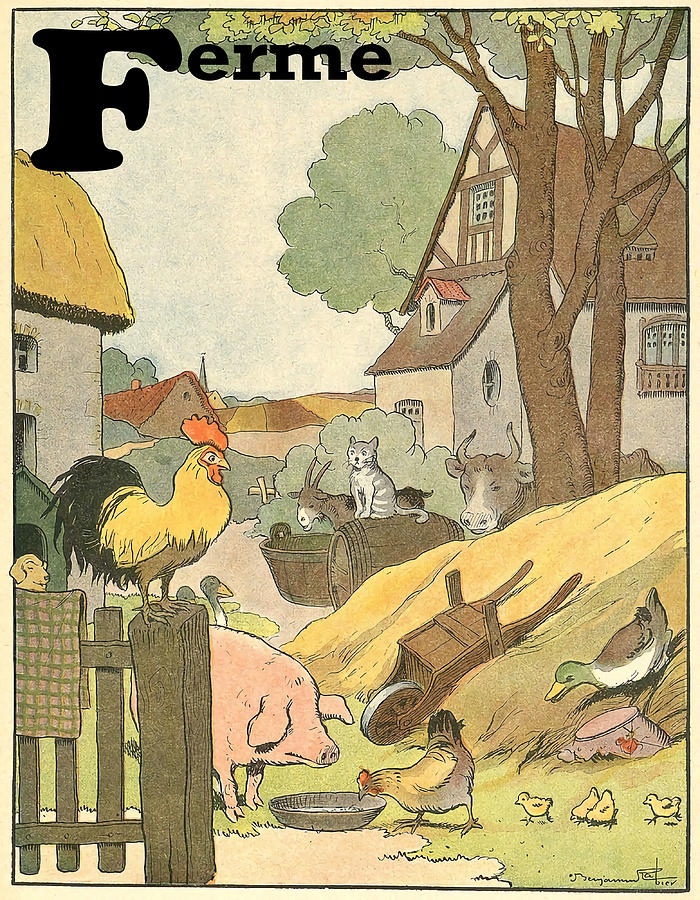 F is for Farm Ferme French Alphabet Animals Painting by Tiffany Rogers ...
