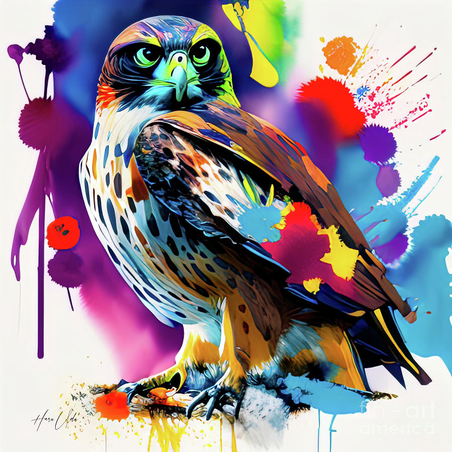 Falcon in Watercolor Splash Digital Art by Haru Udu - Fine Art America