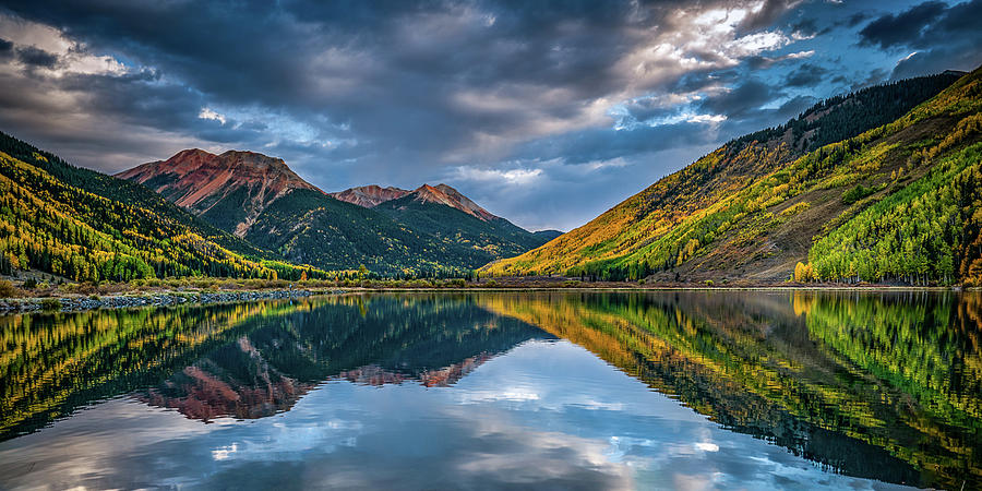 Fall Sunset Over Crystal Lake Photograph by Andy Schwartz - Fine Art ...