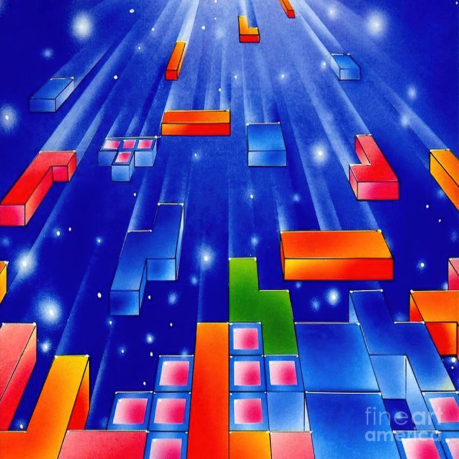 Falling Tetris Blocks Painting by Matilda Mark - Pixels