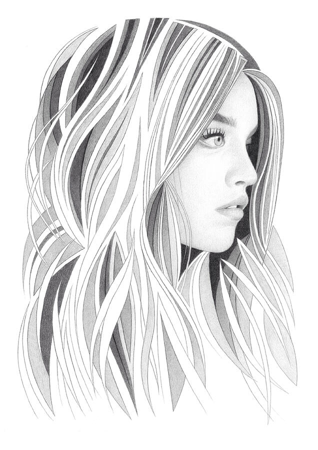 Female Portrait Pencil Drawing 151 Drawing by Matthew Hack - Fine Art ...