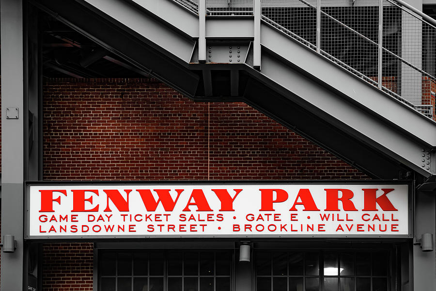 Fenway Park Sign On Lansdowne Street - Selective Color Photograph by Gregory Ballos - Pixels