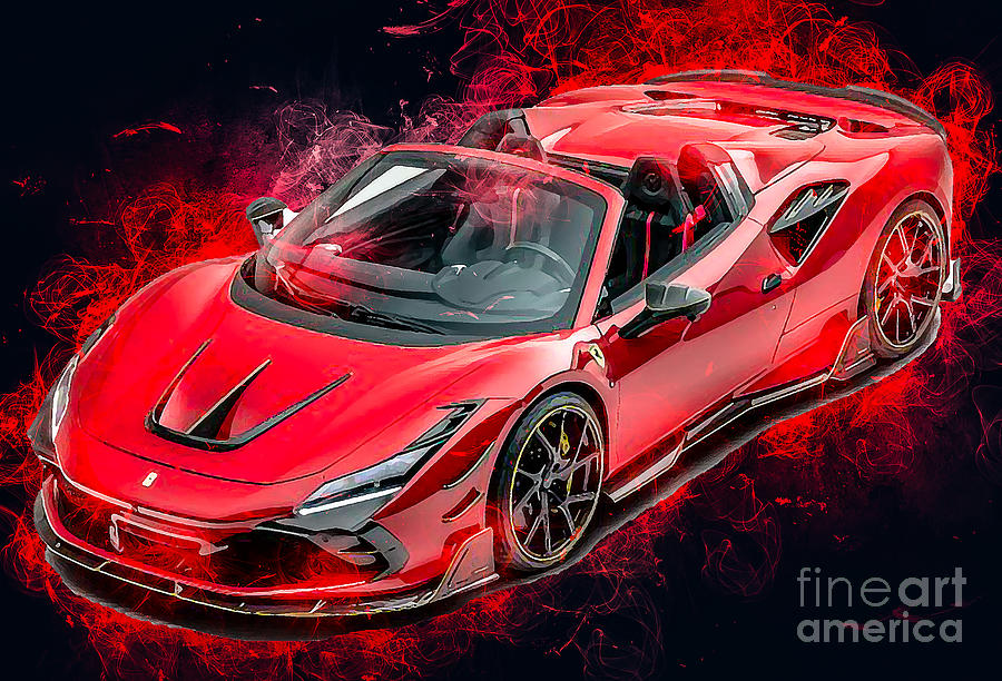 Ferrari F8 Spider 2022 White background Drawing by Marietta Beatty ...