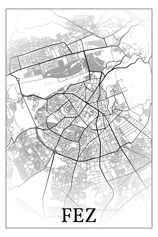 Fez Morocco city map #002 Digital Art by Dandi Studio - Fine Art America