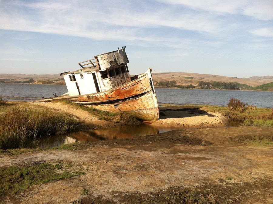 Fishing Boat Wreck, Point Reyes, California Painting by John Ferry ...