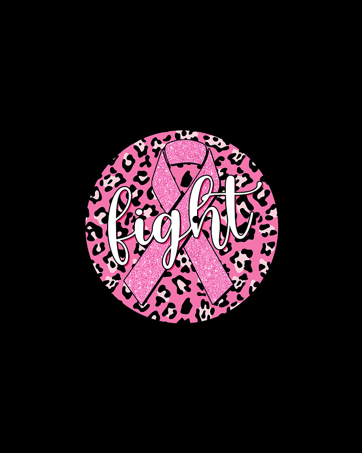 Fight ribbon leopard circle pink color awareness Digital Art by Norman ...