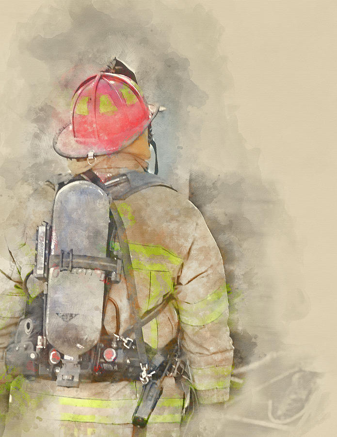 Firefighter Digital Art by Stephen Haselden - Fine Art America