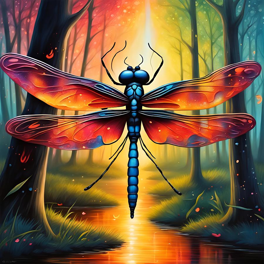 Firefly Dragonfly, Digital Art by IShow NATURE - Fine Art America
