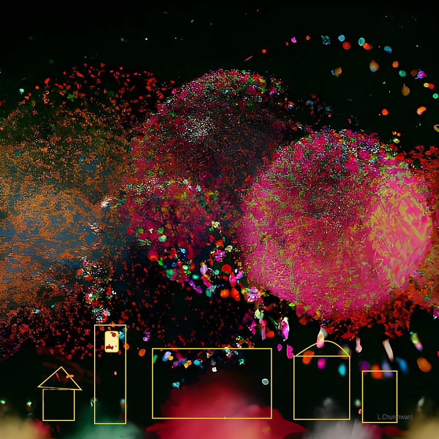 Fireworks in Circles Digital Art by Lois Churchward - Fine Art America