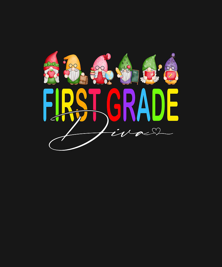 First Grade Diva Back To School Gnomes Drawing by ThePassionShop - Fine ...