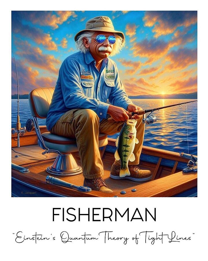 FISHERMAN Einstein's Quantum Theory of Tight Lines Digital Art by Kathy Jacquart - Pixels Merch