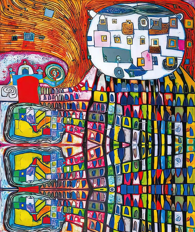 flexscript2-1 - Friedensreich Hundertwasser Painting by Friedensreich ...