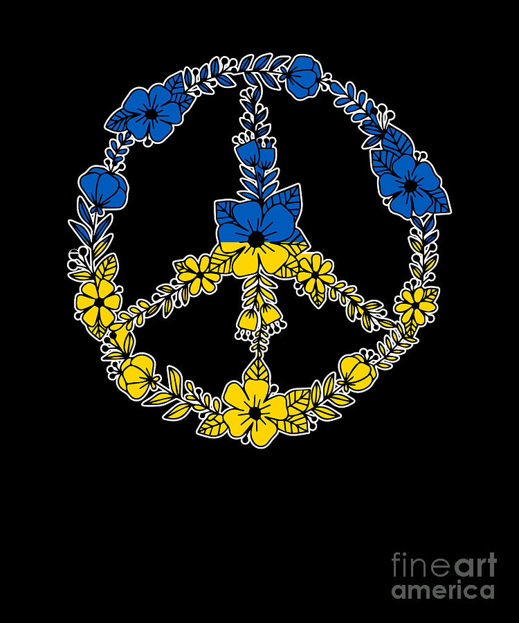 Floral Ukrainian Peace Sign Ukraine Flag Flower Digital Art by Amusing ...