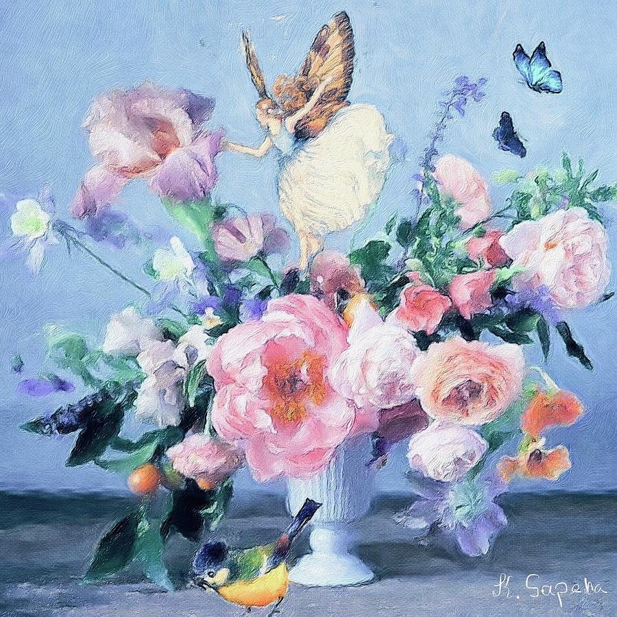 Flowers and morning fairy Painting by Kath Sapeha - Fine Art America