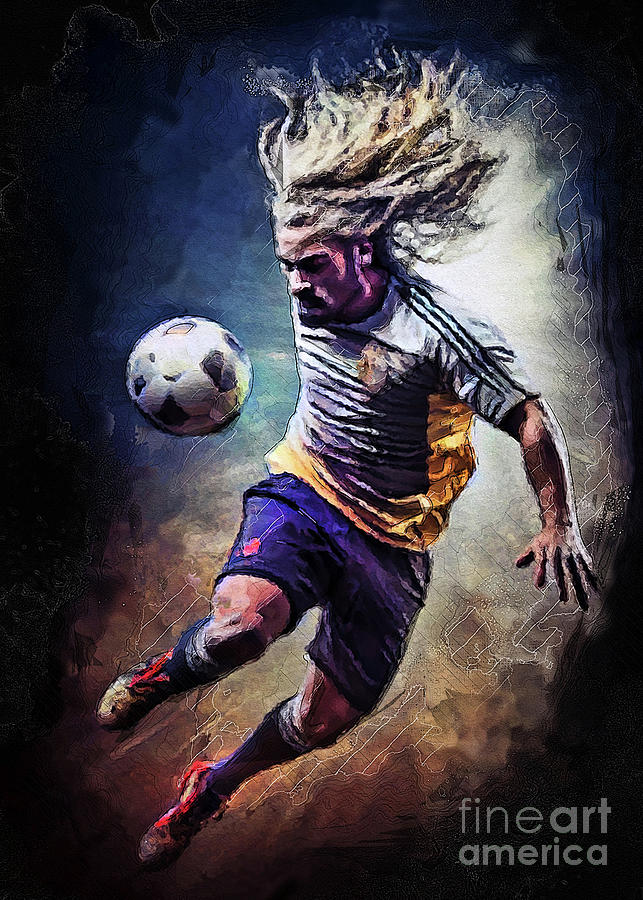 Football player sport striker art #football #soccer Digital Art by Justyna Jaszke JBJart - Fine ...