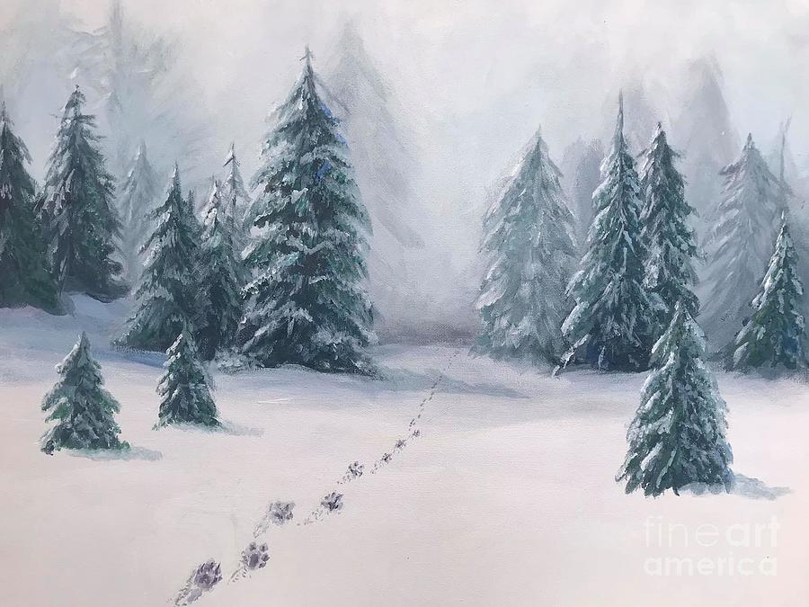 Footprints in the Snow Painting by Pam Jeffries - Pixels