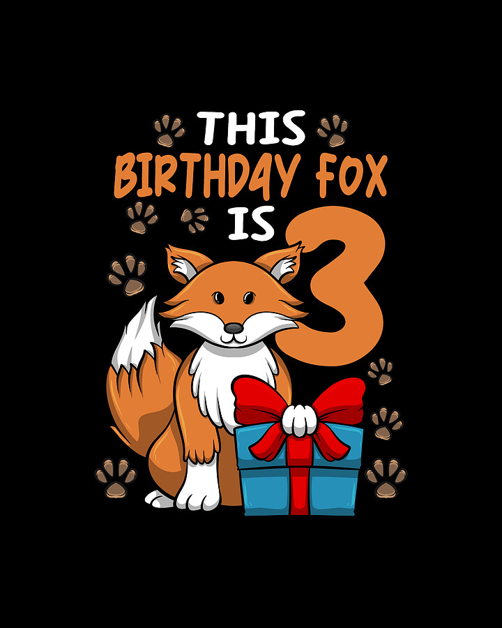 Fox Birthday 3rd Birthday Party Girl Animal Lovers Digital Art by ...