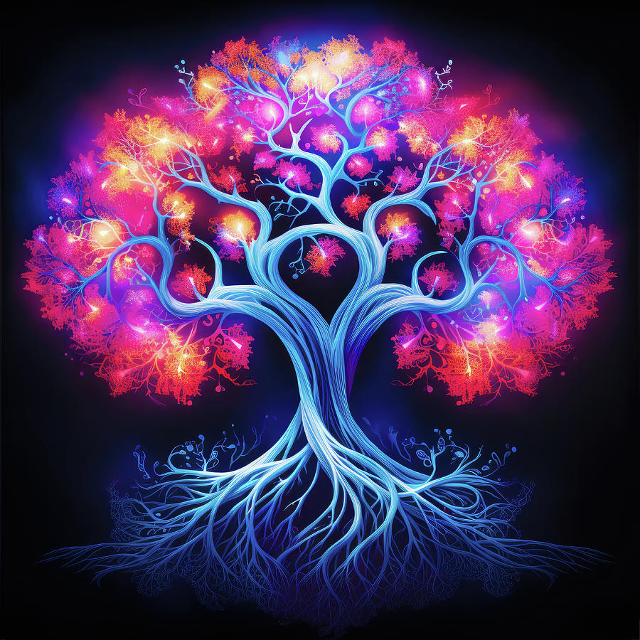 Fractal Tree with Electric Colors 01 Digital Art by Matthias Hauser ...
