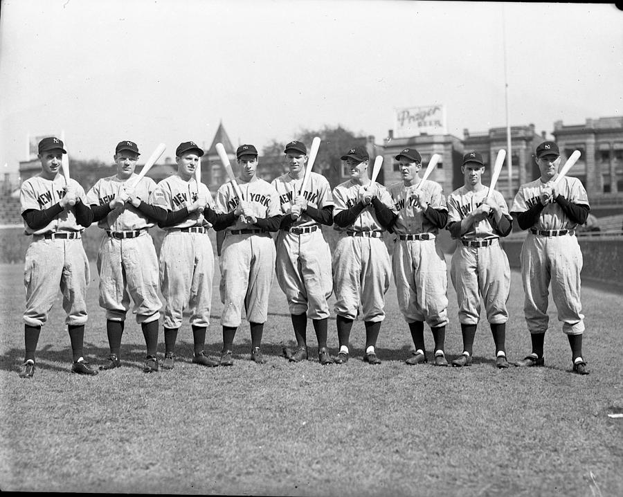 Frank Crosetti, Red Rolfe, Tom Heinrich, Joe DiMaggio, Bill Dickey, Lou ...