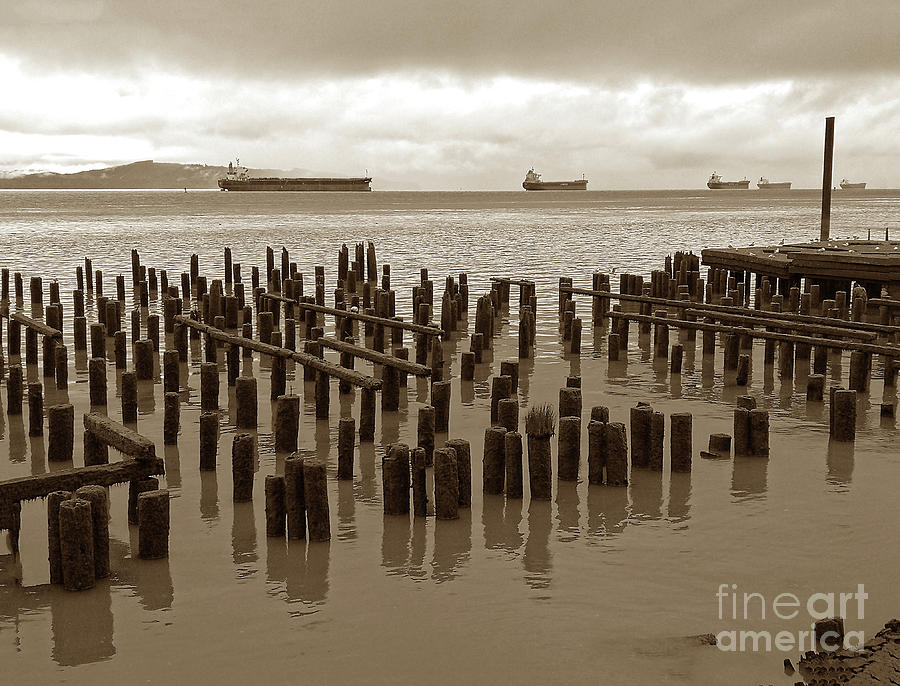 Freighters Five Sepia Photograph By Michael Ziegler Fine Art America