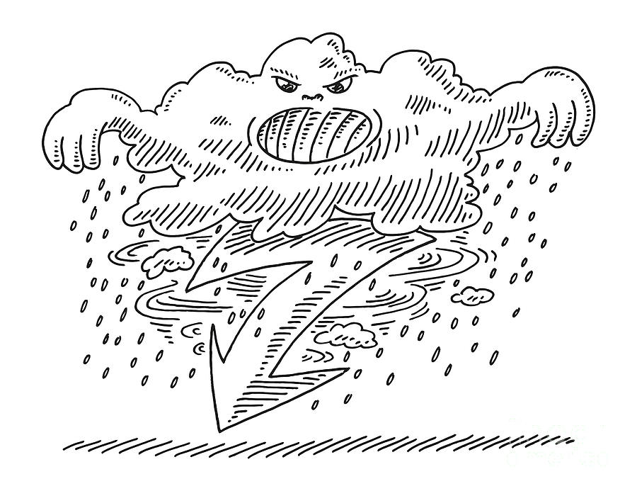 Furious Thunderstorm Weather Character Drawing Drawing by Frank ...