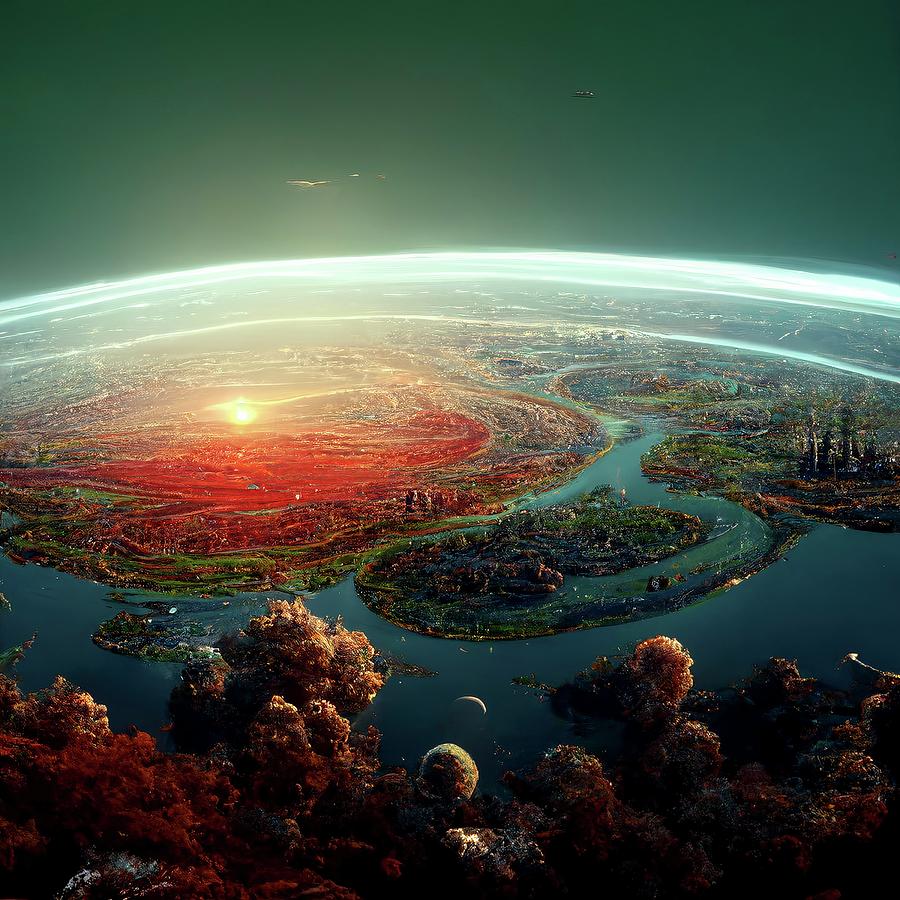 Futuristic Vision of Earth and Humanity Painting by Constantin ...