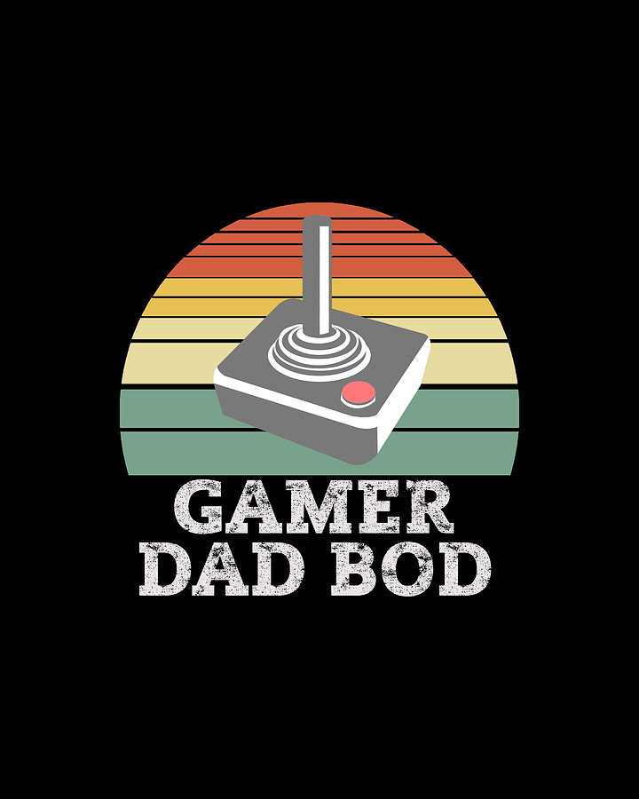 Gamer DAD BOD Retro Game Drawing by Bruno - Pixels