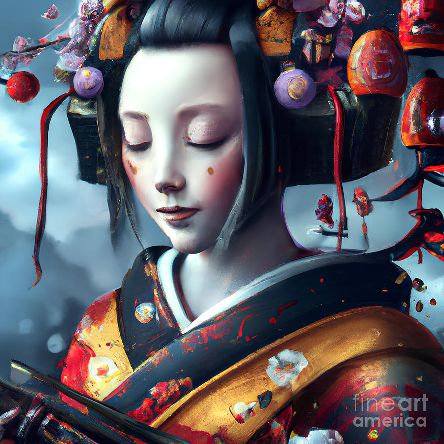 Cyber Geisha Painting by Raven Glow - Fine Art America