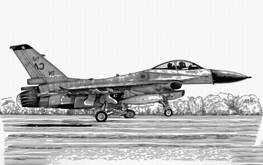 General Dynamics F 16 Fighting Falcon American Fighter Usa American Combat Aircraft F 16 Drawing ...