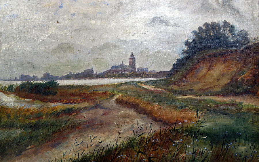 German Blick auf Stralsund von der Schwedenschanze auf Rugen Painting ... German Blick auf Stralsund von der Schwedenschanze auf Rugen Painting ...